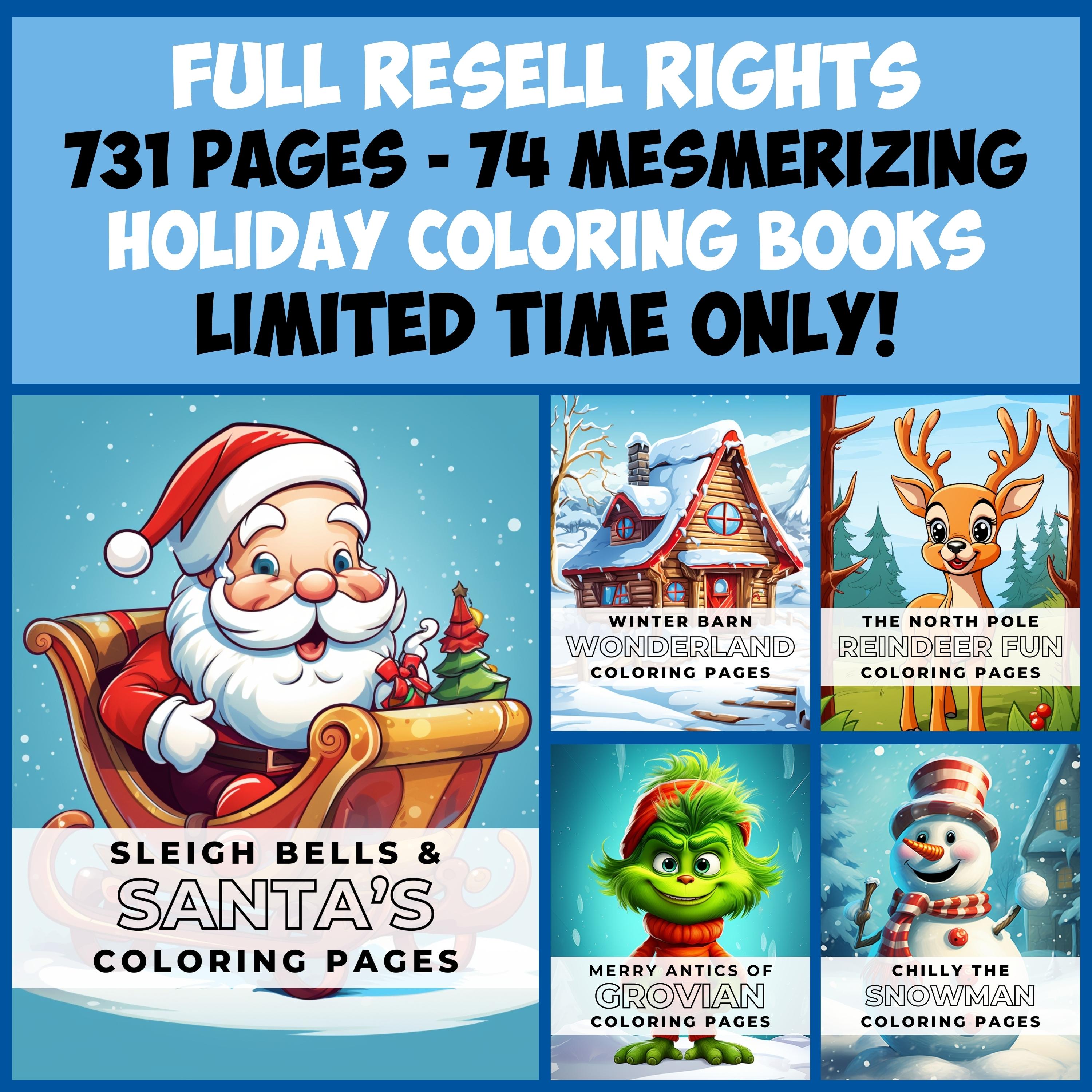 MRR 731 Pages, 74 Holiday Coloring Books with Full Master Resell Right ...